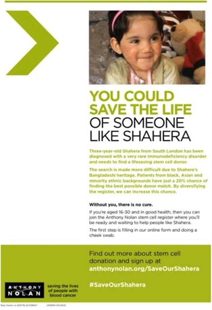 Save Our Shahera is fundraising for Anthony Nolan