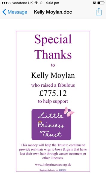 Kelly Moylan is fundraising for Little Princess Trust