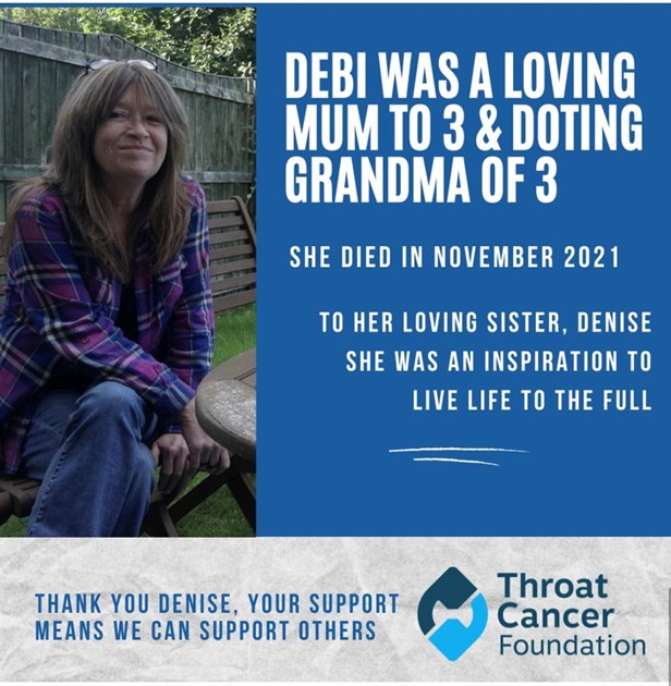 Denise McGuckin is fundraising for Throat Cancer Foundation