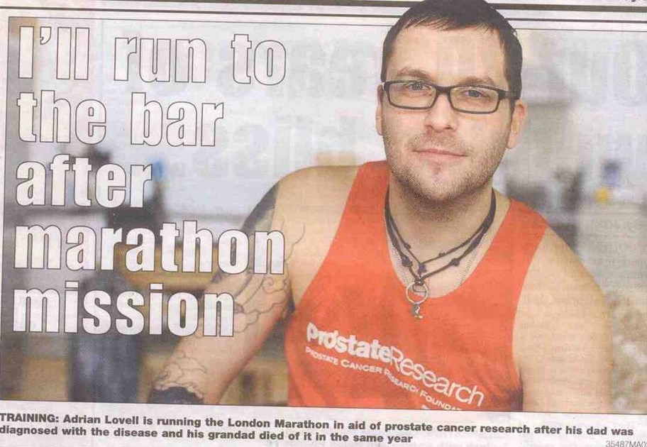 Adrian Lovell is fundraising for Prostate Cancer Research Foundation