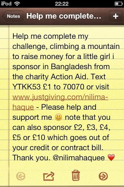 Nilima Haque is fundraising for ActionAid