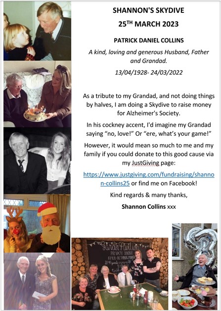 Shannon Collins is fundraising for Alzheimer's Society