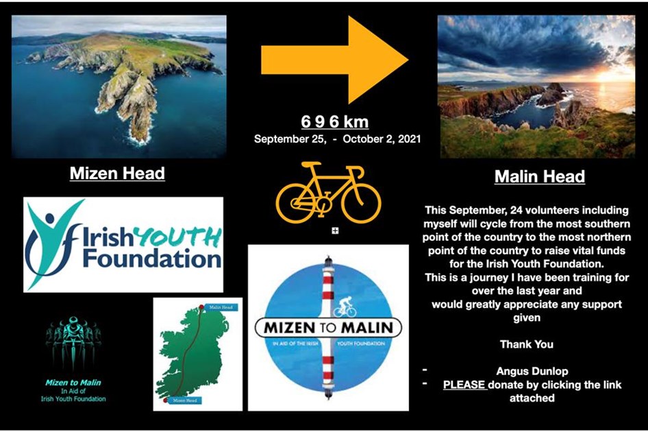 Angus Dunlop is fundraising for Irish Youth Foundation