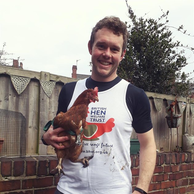 Harry Strutt is fundraising for British Hen Welfare Trust