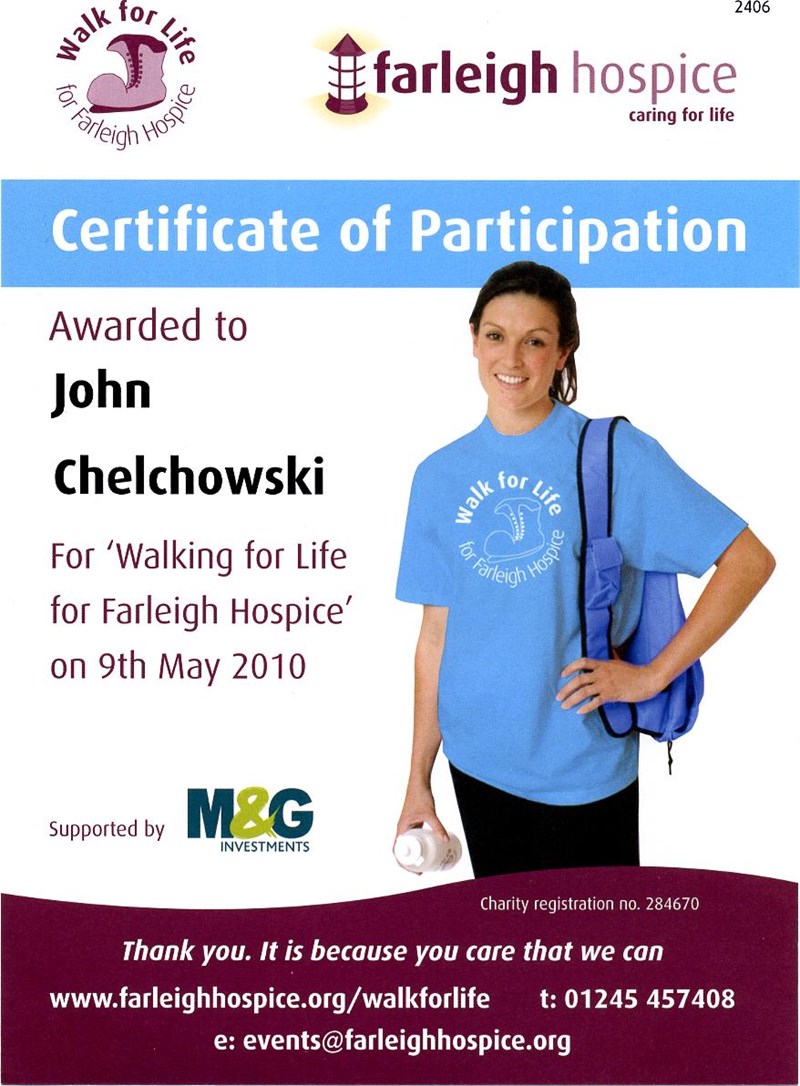 John Chelchowski is fundraising for Farleigh Hospice