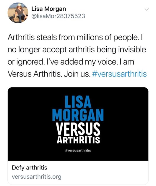 Lisa Morgan is fundraising for Versus Arthritis
