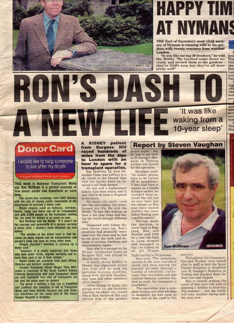 David McNiven is fundraising for St George's Kidney Patients Association