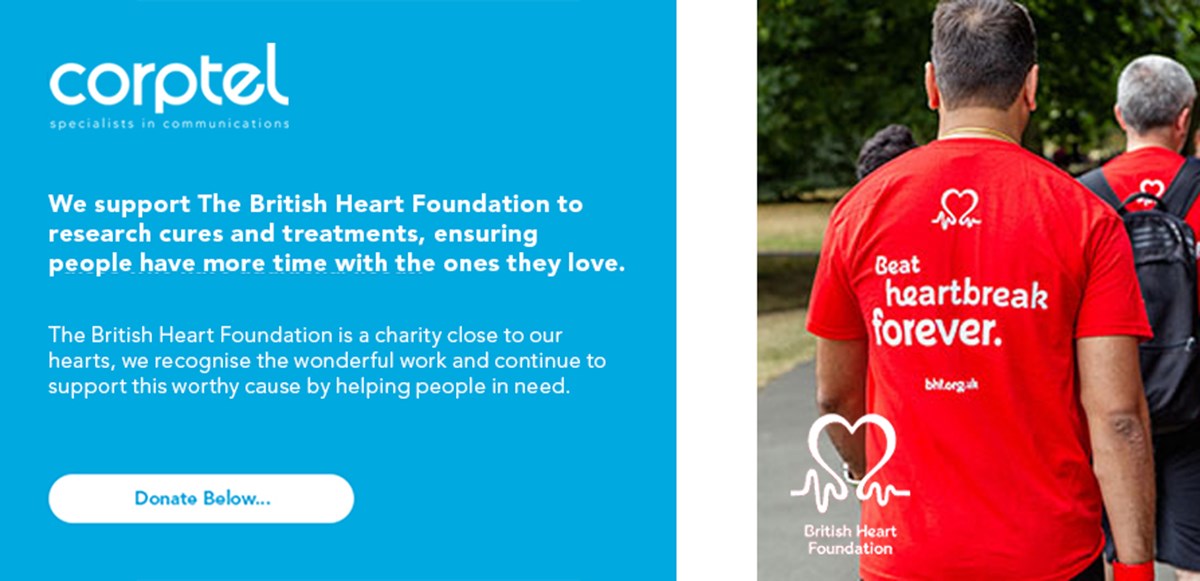 Corptel Giving Back is fundraising for British Heart Foundation