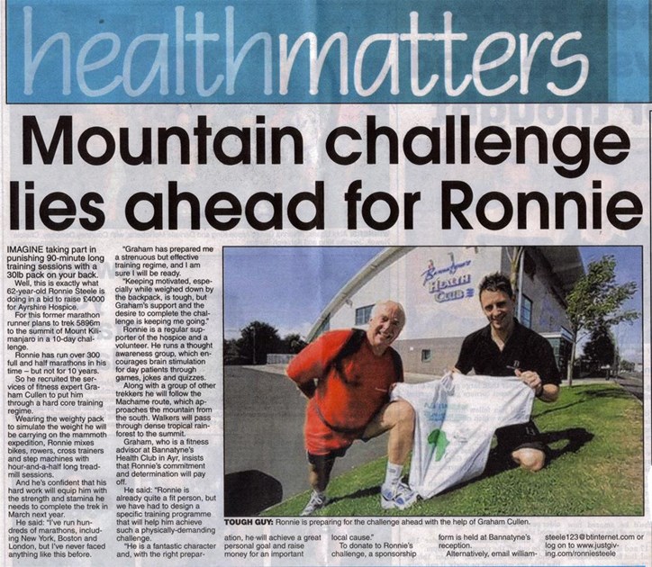 ronnie steele is fundraising for The Ayrshire Hospice