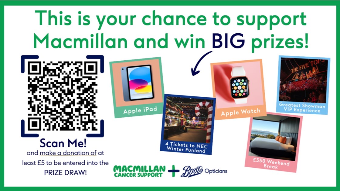 Boots Opticians is fundraising for Macmillan Cancer Support