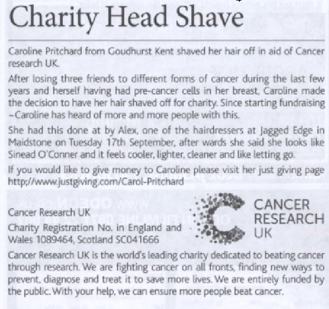 Caroline Pritchard is fundraising for Cancer Research UK