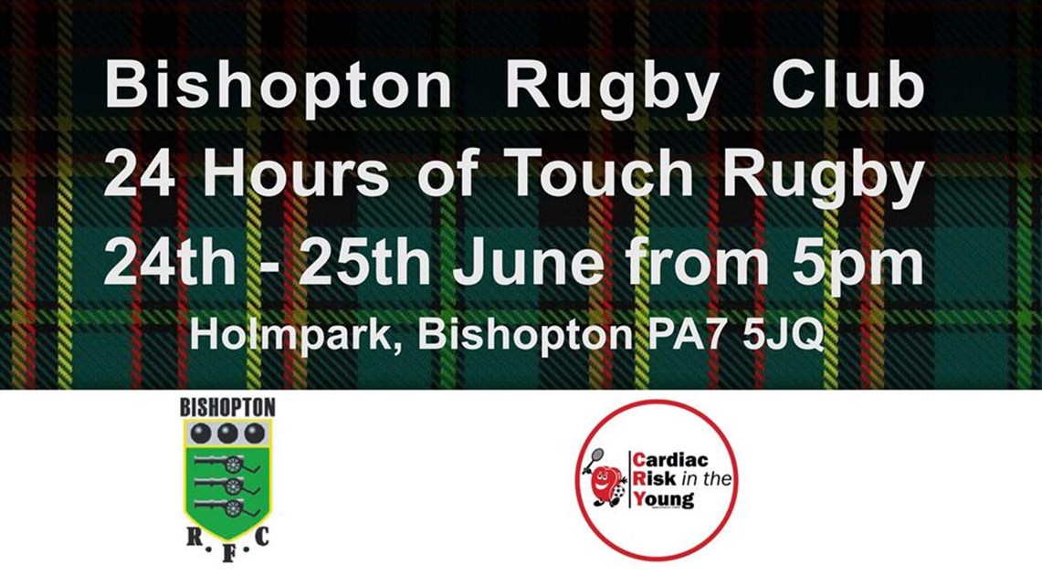 Bishopton Rugby Club is fundraising for Cardiac Risk in the Young