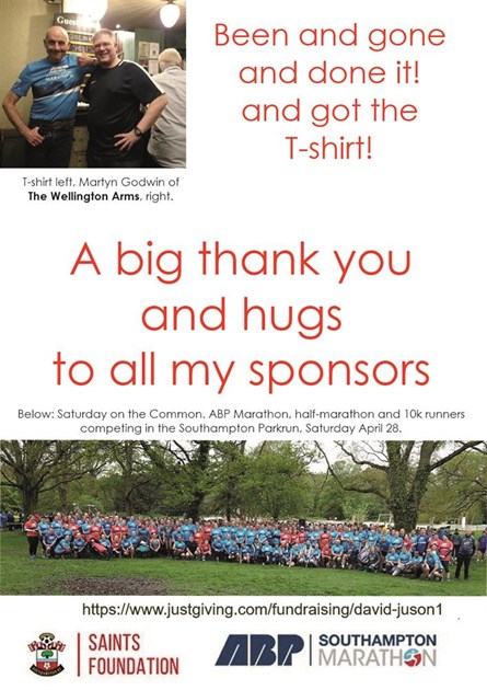 David Juson is fundraising for Saints Foundation